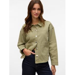 V&eacute;ro Moda Jeansjacke VERO MODA "VMJAMIE LS DENIM SHACKET MIX NOOS", Damen, Gr. S, laurel wreath detail:washed, Denim/Jeans, Obermaterial: 80% Baumwolle, 20% Polyester, unifarben, loose fit normal, Jacken Jeansjacke, Baumwollmischung