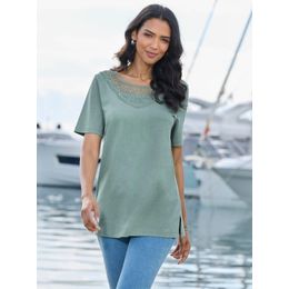 Longshirt Classic Basics "Longshirt", Damen, Gr. 50, jade, 100% Baumwolle, unifarben, Rundhals, Shirts Longshirt
