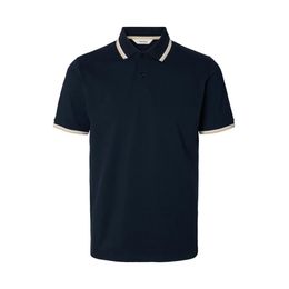 Poloshirt Selected "SLHSLIM-ATLAS SPORT SS POLO", Herren, Gr. L, sky captain, Jersey, Obermaterial: 95% Baumwolle, 5% Elasthan, unifarben, slim fit normal, Rundhals, Shirts