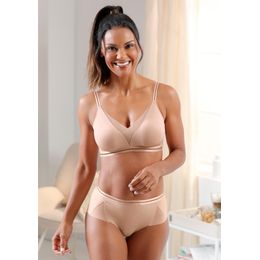 B&uuml;gelloser BH Naturana, Damen, Gr. 75, Cup D, sand, 77% Polyester, 23% Elasthan, T&uuml;ll:22% Elasthan, 78% Polyamid, BHs
