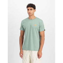 Rundhalsshirt Alpha Industries "BASIC T SMALL LOGO", Herren, Gr. 3XL, frost gr&uuml;n, Single Jersey, Obermaterial: 100% Baumwolle, bedruckt, schmal normal, Rundhals, eingesetzt gerader Abschluss, Shirts Rundhalsshirt, Baumwolle, regular fit