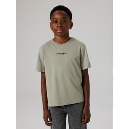 name it Jungen T-Shirt "NKMBRODY SS NREG TOP NOOS"shadow, Gr. 116, unifarben, Jersey, Obermaterial: 100% Baumwolle, Shirts, mit dezentem 3D-Frontmotiv