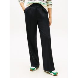 Anzughose Tommy Hilfiger "TIMELESS WOOL WIDE LEG PANT", Damen, Gr. 36, N-Gr, schwarz night navy, Web, Obermaterial: 54% Polyester, 44% Wolle, 2% Elasthan, unifarben, l&auml;ssig geschnitten kn&ouml;chellang, Hosen Anzughose, mit Wolle