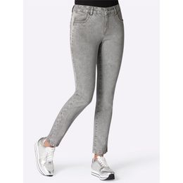 Stretch-Jeans Ambria, Damen, Gr. 40, Normalgr&ouml;&szlig;en, grau (grau, denim), 98% Baumwolle, 2% Elasthan, unifarben, lang, Jeans