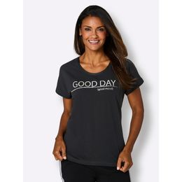 T-Shirt feel good "Shirt", Damen, Gr. 36/38, schwarz, 95% Baumwolle, 5% Elasthan, unifarben, Shirts T-Shirt