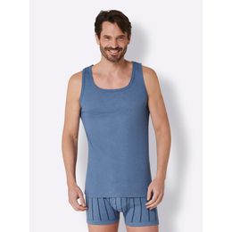 w&auml;schepur Unterhemd W&Auml;SCHEPUR, Herren, Gr. 6, 2 Stk., Normalgr&ouml;&szlig;en, blau (hellblau, geringelt), 75% Baumwolle, 25% Polyester, Unterhemden Unterhemd
