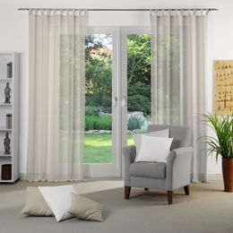 Vorhang WIRTH "Sunday" Gr. 1, beige, B:141cm H:145cm, Jacquard, Baumwolle, Polyester, Gardinen, nach Ma&szlig;