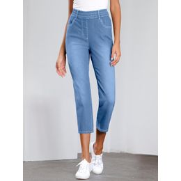 3/4-Jeans Classic Basics, Damen, Gr. 38, Normalgr&ouml;&szlig;en, blau (blau, bleached), 81% Baumwolle, 17% Polyester, 2% Elasthan, unifarben, 3/4-L&auml;nge, Jeans