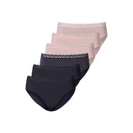 Jazz-Pants Slips Vivance, Damen, Gr. 32/34, 6 Stk., bunt (navy, rose), Single Jersey, Obermaterial: 95% Baumwolle, 5% Elasthan, gepunktet, unifarben, Unterhosen, angenehm elastische Qualit&auml;t