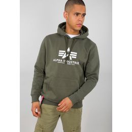 Kapuzensweatshirt Alpha Industries "Basic Hoody", Herren, Gr. L, gr&uuml;n (dk olive), angeraute Sweatware, Obermaterial: 80% Baumwolle, 20% Polyester, bedruckt, normal normal, Rundhals, Rippb&uuml;ndchen, Sweatshirts, Baumwollmischung, regular fit