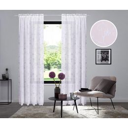 Gardine Home Affaire "Bisel" Gr. 1, wei&szlig;, B:130cm H:145cm, Polyester, Gardinen, Gardine, Transparent, Blumenmuster, Multifunktionsband, Pflegeleicht, klassisch
