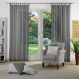 Vorhang WIRTH "Sunday" Gr. 1, grau (dunkelgrau), B:141cm H:145cm, Jacquard, Baumwolle, Polyester, Gardinen, nach Ma&szlig;