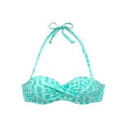 ELBSAND B&uuml;gel-Bandeau-Bikini-Top 'Letra' gr&uuml;n Gr. 42 Cup B. Mit B&uuml;gel Und Mit Seitlichen St&auml;bchen. Nachhaltig.