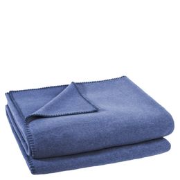 Zoeppritz Decken Soft-Fleece 110x160 blau - indigo Wohndecke, Fleecedecke