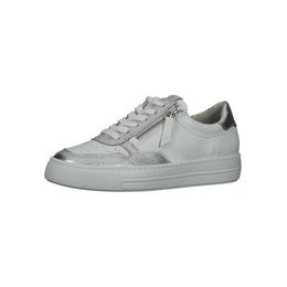 Paul Green Leder-Sneakers in Wei&szlig;/ Silber - 46% | Gr&ouml;&szlig;e 38 | Damen-sneakers