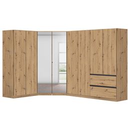 Rauch M&ouml;bel Eckkleiderschrank, Eiche Artisan, Holzwerkstoff, 8 F&auml;cher, 2 Schublade(n) Schubladen, 208x197x298 cm, Blauer Engel, Goldenes M, BQ - B&uuml;ndnis f&uuml;r Qualit&auml;t, Made in Germany, Schrankfront mit Spiegel, Schlafzimmer, Kleiderschr&auml;nke, Eckschr&auml;nke