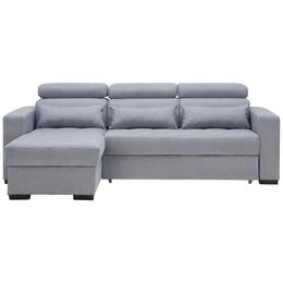 CARRYHOME Ecksofa, Blaugrau, Textil, 3-Sitzer, F&uuml;llung: Schaumstoff, seitenverkehrt montierbar, L-Form, 240x179 cm, Stoffauswahl, Schlafen auf Sitzh&ouml;he, Wohnzimmer, Sofas & Couches, Wohnlandschaften, Ecksofas