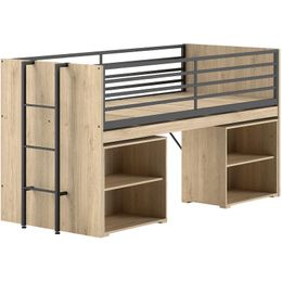 Vipack Stauraumbett &raquo;Sam, schlafen und arbeiten in einem, wahlweise Eiche- oder Wei&szlig;-Dekor&laquo; Liegefl&auml;che 90x200 cm, darunter eine gro&szlig;e ausziehbare 