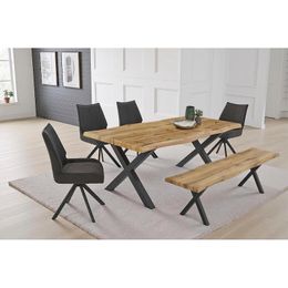 Jockenh&ouml;fer JOCKENH&Ouml;FER GRUPPE Essgruppe &raquo;Marlon, Sitzgruppe, (Set, 6-tlg, Tisch, Bank und 4 St&uuml;hle)&laquo; Tischplatte und Bank Wildeiche, Stuhl anthrazit Tisch...