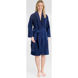 HAMMETEX Damenbademantel &raquo;Ren, 100% Baumwolle&laquo; 380 g/m&sup2; Frottee Bademantel mit Taschen &ndash; Saugf&auml;hig & Weich Dunkelblau XL L&auml;nge: 100 cm Luxuri&ouml;ser...