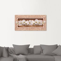 Artland Leinwandbild &raquo;Wei&szlig;e Orchideen braun gold&laquo; Blumen 1 Stk. tlg. auf Holzrahmen gespannt Farbe Bild(er): wei&szlig;