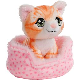 Nici Kuscheltier »Little Paws, Katze rot getigert, 12 cm, im Körbchen rosa« rot
