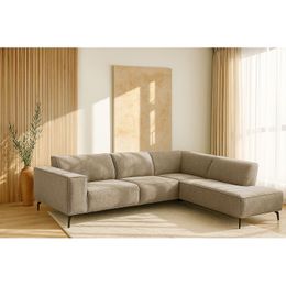 Places of Style Ecksofa &raquo;Lorcan, Breite 275 cm, weiches Sitzgef&uuml;hl&laquo; Massivholz- oder Metallf&uuml;&szlig;e, Lederoptik, Struktur, Chenille, Boucle grau Struktur 