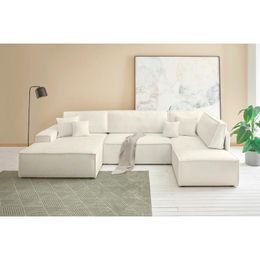 OTTO home Wohnlandschaft &raquo;FINNLEY U-Form XXL 329 cm - OTTO. Verl&auml;ssliche Qualit&auml;t.&laquo; Schlafsofa, Bettkasten, in Boucl&eacute;, Struktur fein und Mega Cord 
