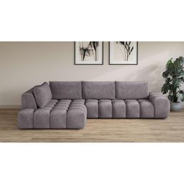 OTTO home Ecksofa &raquo;AZITA L-Form, XL 296 cm - Designsofa in Bubble-Optik&laquo; lose R&uuml;ckenkissen, traumhafte Steppung grau 100% Polyester