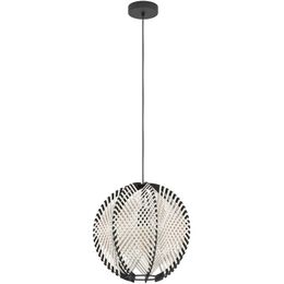 Eglo Hängeleuchte »Waverton Hängelampe, Esszimmerlampe, Metall, Holz, Textil in Weiß, E27« E27 1 Stk. Hängeleuchte - H110 x Ø40 cm - schwarz -...