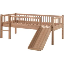 Vipack Massivholzbett &raquo;Forrest Massivholzbett Made in Europe, stabil und hochwertig gebaut&laquo; 90/200 cm, mit Rollrost, Leiter und Rutsche, seitenverkehrt 