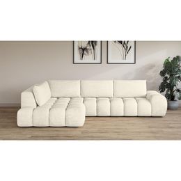 OTTO home Ecksofa &raquo;AZITA L-Form, XXL 352 cm Designsofa in Bubble-Opitk&laquo; lose R&uuml;ckenkissen, traumhafte Steppung beige 100% Polyester