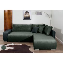 Collection AB Ecksofa &raquo;Poppy, L-Form, Breite 227 cm mit Schlaffunktion&laquo; inkl. Schlaffunktion und Bettkasten gr&uuml;n/gr&uuml;n