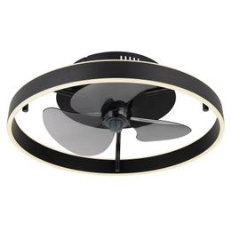 Globo LIGHTING Deckenleuchte &raquo;CONWAY&laquo; LED-Modul 1 Stk. warmwei&szlig; - kaltwei&szlig; Ventilator rauchfarben CCT 2700-6500K modern Funktionen Wohnraum schwarz