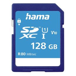 Hama Speicherkarte &raquo;SD Karte, Memory Fast, Class 10 UHS-I&laquo; (128 GB UHS-I Class 10 80 MB/s Lesegeschwindigkeit) blau besonders geeignet f&uuml;r real time Full-