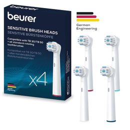 Beurer Aufsteckb&uuml;rsten &raquo;TB 30/50 B&uuml;rstenk&ouml;pfe Sensitive, f&uuml;r elektrische Zahnb&uuml;rsten&laquo; Mit 2 Borstenarten & Schutzkappe, f&uuml;r gr&uuml;ndliche Reinigung...