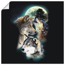Artland Poster &raquo;Phantasie Wolf W&ouml;lfe mit Mond&laquo; Wildtiere 1 Stk. tlg. ohne Rahmen schwarz Papier