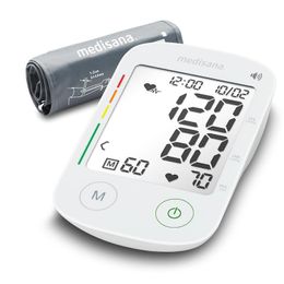 Medisana Oberarm-Blutdruckmessger&auml;t &raquo;BU 535 Voice&laquo; Sprachausgabe, unregelm&auml;&szlig;ige Herzschlaganzeige, Je 120 Speicherpl&auml;tze wei&szlig; Sprachausgabe in...
