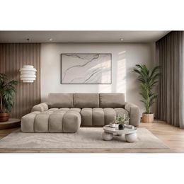 OTTO home Ecksofa &raquo;AZITA L-Form, 270 cm - OTTO. Verl&auml;ssliche Qualit&auml;t.&laquo; wahlweise als Schlafsofa m. Bettkasten, Bubble-Optik beige 100% Polyester