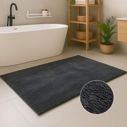 Carpet City Badematte &raquo;PURE500, Badteppich uni&laquo; H&ouml;he 16 mm rutschhemmend beschichtet schnell trocknend Teppich Badezimmer, Badvorleger, Anti-Rutsch, Waschbar, 