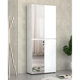 Inosign Schuhschrank &raquo;Mister,Schuhkommode,Schuhm&ouml;bel,Schuhablage,Schuhregal&laquo; Hochglanz lackiert, B/T/H: 80x34x200 cm, 4 T&uuml;ren, 12 F&auml;cher, 2 Spiegel 