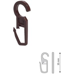 Liedeco Faltenclip Faltenlegehaken, f&uuml;r Gardinenringe &Ouml;se 10 mm nussbaum B/H/L: 3,5 cm
