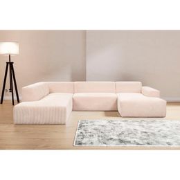 WERK2 Wohnlandschaft &raquo;Zeus-U, viel Platz, Breite 330 cm, modern und zeitlos&laquo; Curvy Trend mit urbaner Optik auch in weichem Cord, U-Form beige 90% 