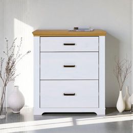 Inter Link Schubkastenkommode &raquo;Kommode Maluno&laquo; 1 Stk. tlg. Kiefer Massiv, Soft-Close, Stauraum, BxTxH: ca. 93 x 48, 3 x 104 cm Weiss, Eiche Colori