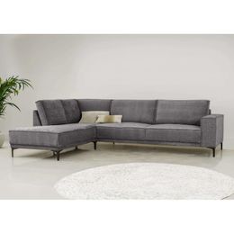 OTTO home Ecksofa &raquo;OLAND L-Form, B: 289 cm, Skandi-Design&laquo; Struktur, Flachgewebe, Luxus-Microfaser, Boucle grau 100% Polyester