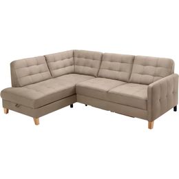exxpo - sofa fashion Ecksofa &raquo;Elio, kompakt & bequem, zeitloses Design, Breite 228cm, L-Form&laquo; wahlweise mit Bettfunktion und Bettkasten braun