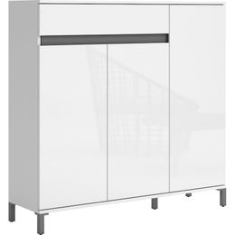 Inosign Schuhschrank &raquo;MISTER,Kommode, Schrank, Mehrzweckschrank,Breite 120 cm, Made in Italy&laquo; Hochglanz lackiert, 3 T&uuml;ren, 10 F&auml;cher, 1 Schublade &ndash; 