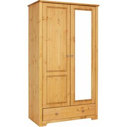 OTTO home Kleiderschrank &raquo;Hugo&laquo; 3 Breiten: 106/200/245 cm H/T ca. 190/58 cm, aus massiver Kiefer im Landhausstil, mit Spiegel beige