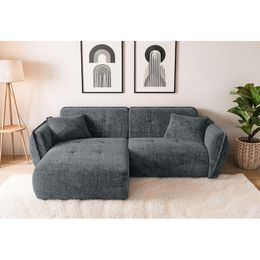 Home Affaire Ecksofa &raquo;MIRELDA L-Form mit Steppungen, Recamiere rechts/links, Breite 253 cm&laquo; elegant und bequem, enth&auml;lt 2 Zierkissen, belastbar bis 