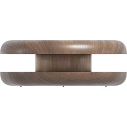 Salesfever Couchtisch &raquo;drehbar - runder Design-Wohnzimmertisch aus Holz&laquo; 1 Stk. tlg. Stilvoller & moderner Tisch mit Echtholzfurnier, &Oslash; 90 cm Walnuss